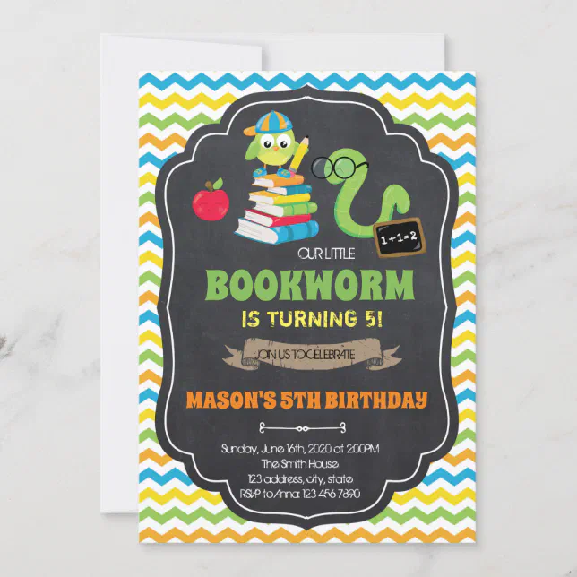 bookWorm Back to school Party Invitation | Zazzle
