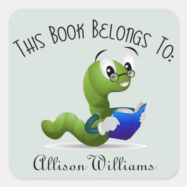 Bookworm Book Plate with Custom Name | Zazzle