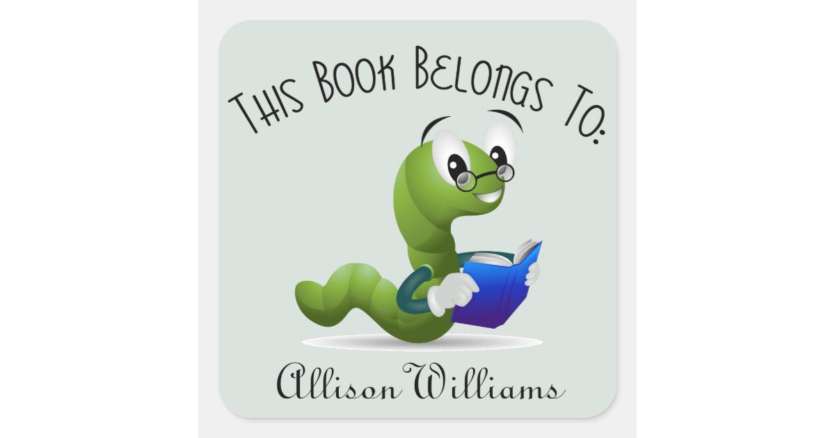 Bookworm Book Plate with Custom Name | Zazzle