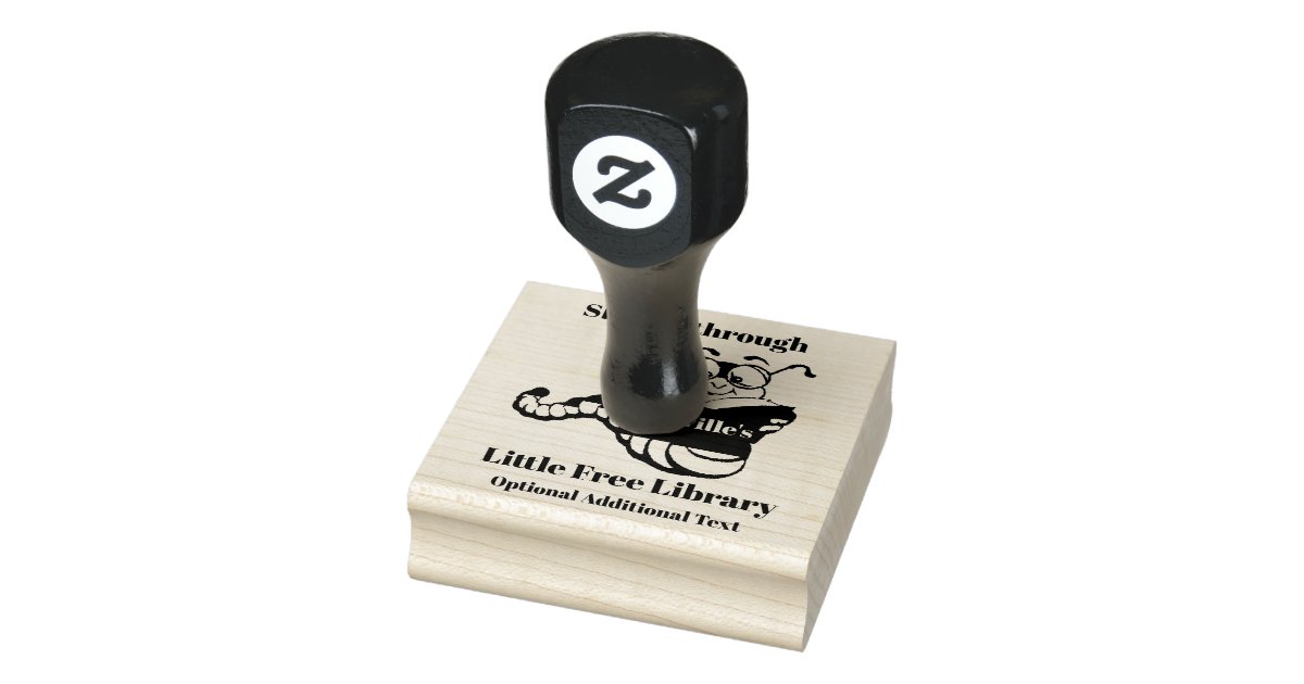 Bookworm Design Wooden Stamp | Zazzle