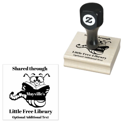 Bookworm Design Wooden Stamp | Zazzle