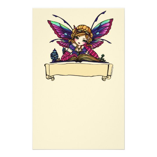 Bookworm Fairy Library Fantasy Art by Hannah Lynn Stationery | Zazzle.com