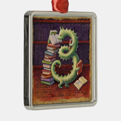 Bookworm Ornament: Bibliophile Metal Ornament | Zazzle