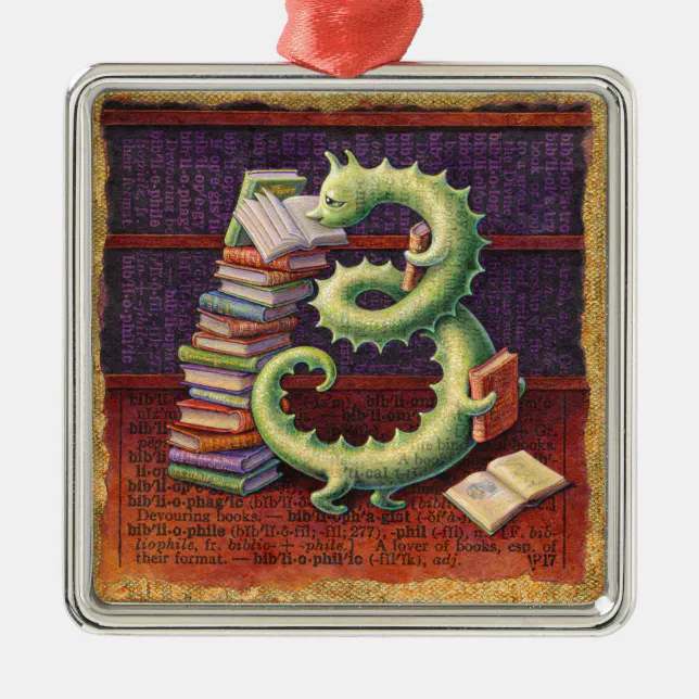 Bookworm Ornament: Bibliophile Metal Ornament | Zazzle
