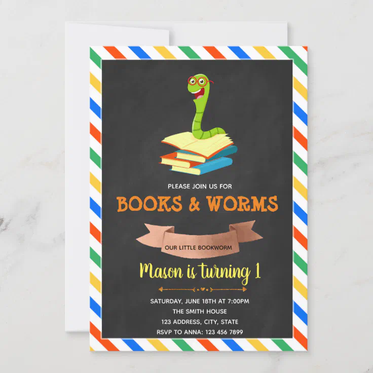 Bookworm party invitation | Zazzle