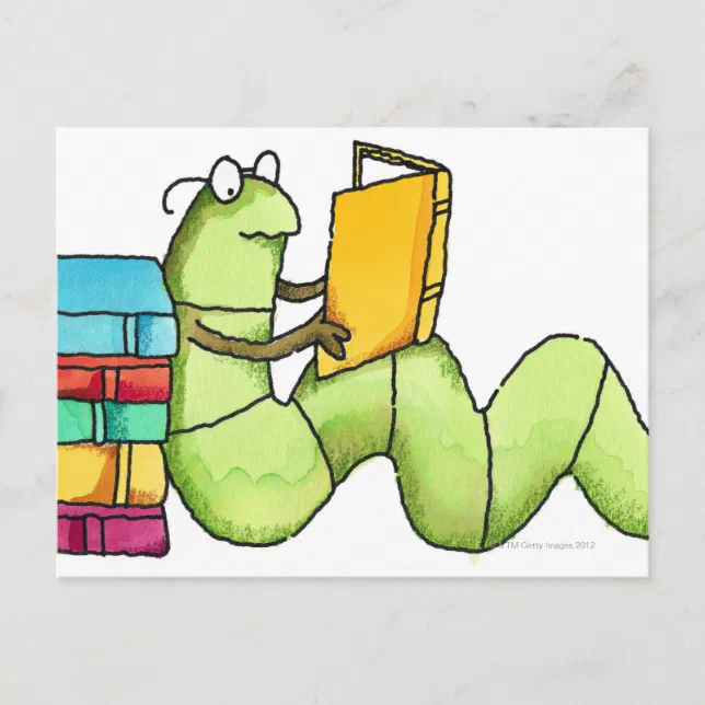 Bookworm Postcard | Zazzle