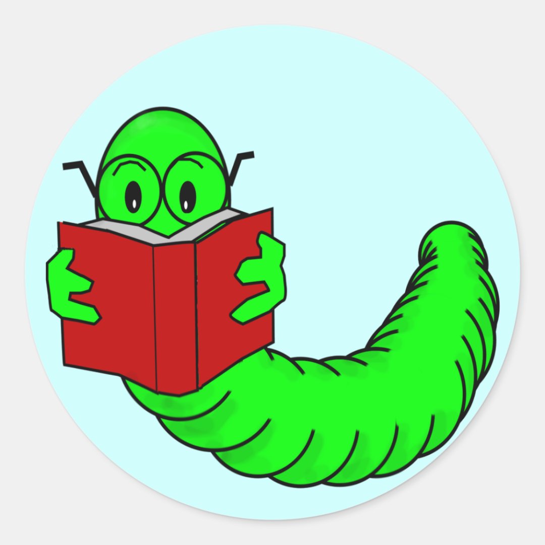 Bookworm Sticker | Zazzle