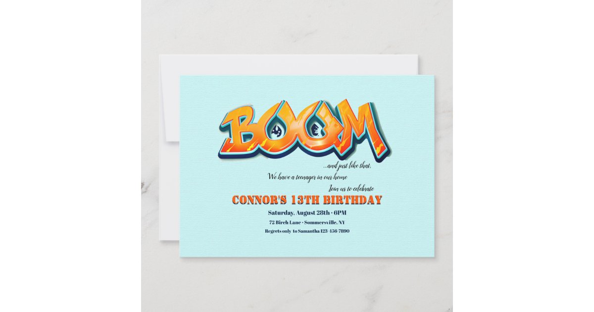 Boom Birthday Party Invitation | Zazzle