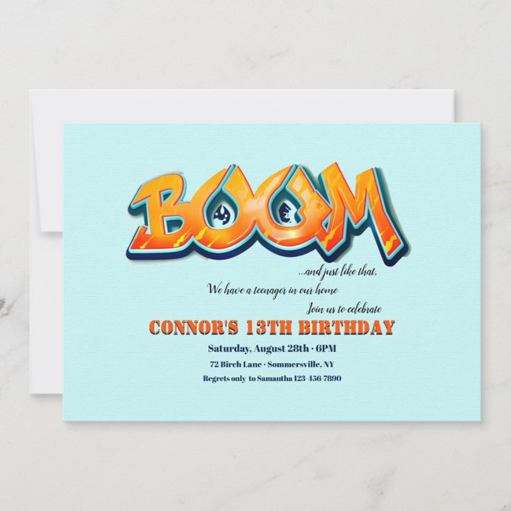 Boom Birthday Party Invitation | Zazzle