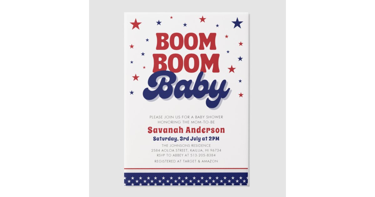 Boom Boom Baby 4th July Patriotic Baby Shower Vellum Invitations | Zazzle