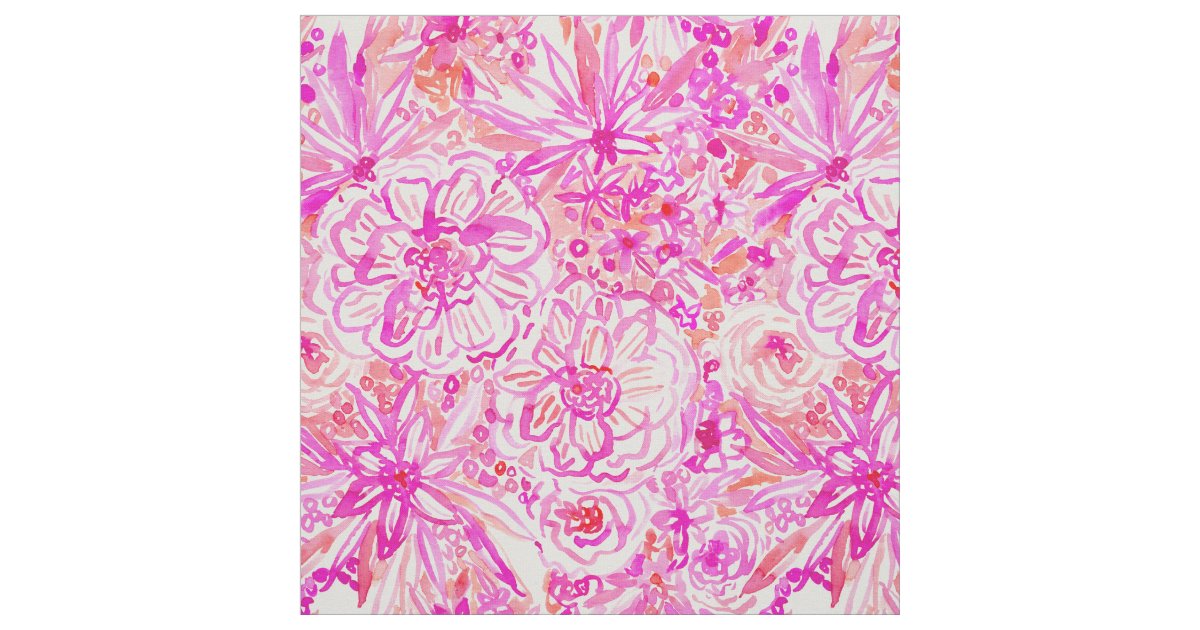 BOOM CLAP Pink Tropical Floral Watercolor Fabric | Zazzle