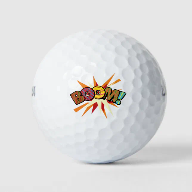 BOOM Fun Retro Comic Book Modern Golf Balls | Zazzle