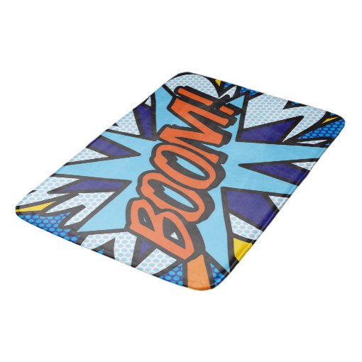 BOOM Fun Retro Comic Book Pop Art Bathroom Mat | Zazzle