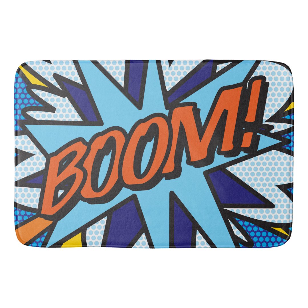 BOOM Fun Retro Comic Book Pop Art Bathroom Mat | Zazzle