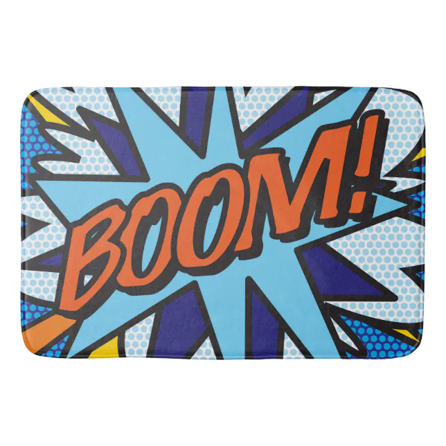 BOOM Fun Retro Comic Book Pop Art Bathroom Mat | Zazzle