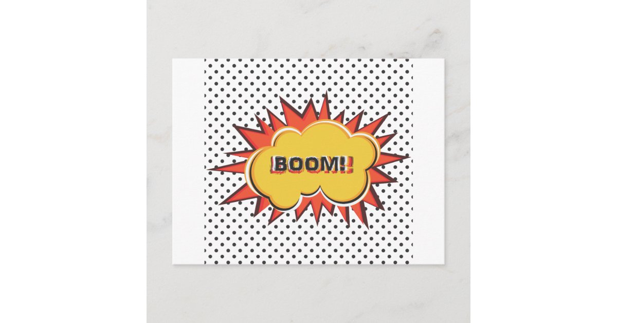Boom Pop Art Comic Book explosion cartoon Postcard | Zazzle