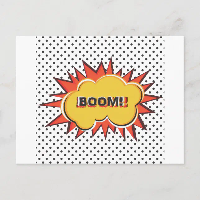 Boom Pop Art Comic Book explosion cartoon Postcard | Zazzle