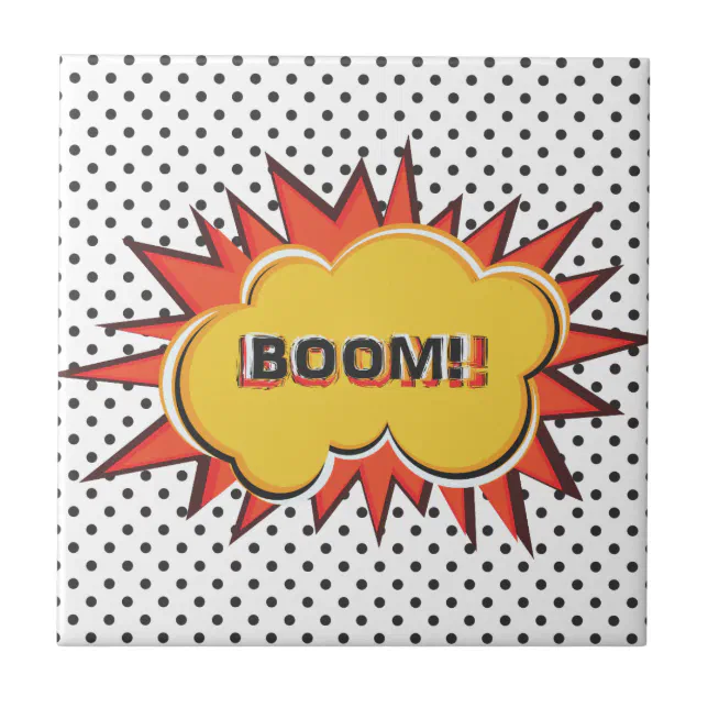 Boom Pop Art Comic Book explosion cartoon Tile | Zazzle