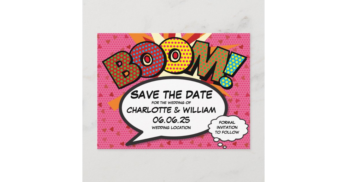 BOOM Save the Date Fun Modern Cool Postcard | Zazzle
