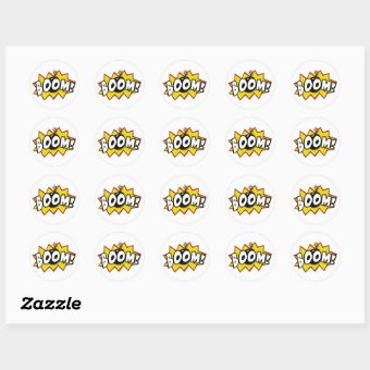 Boom Superhero Comic Action Words Classic Round Sticker | Zazzle