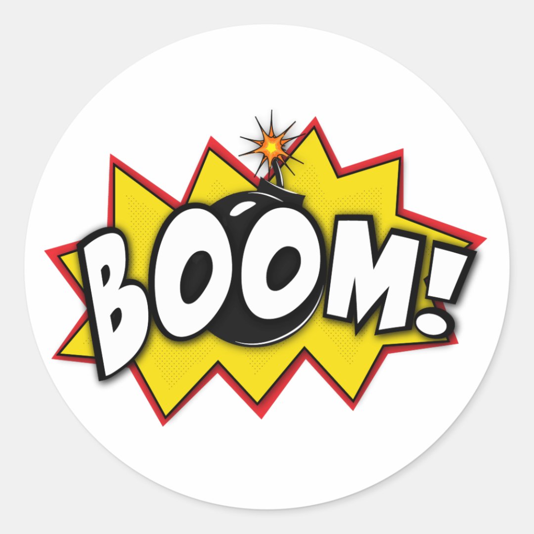 Boom Superhero Comic Action Words Classic Round Sticker | Zazzle