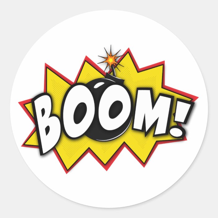 Boom Superhero Comic Action Words Classic Round Sticker | Zazzle.com
