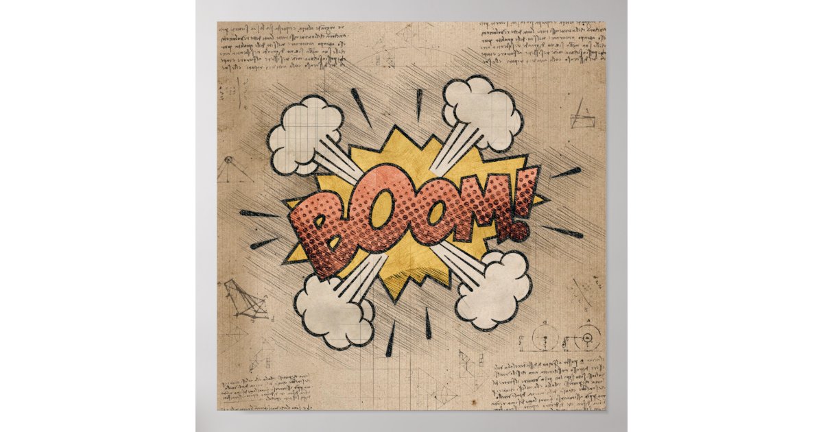 BOOM! Vintage Comic Book Steampunk Pop Art Poster | Zazzle