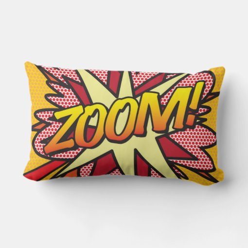 BOOM ZOOM Fun Retro Comic Book Pop Art Lumbar Pillow | Zazzle