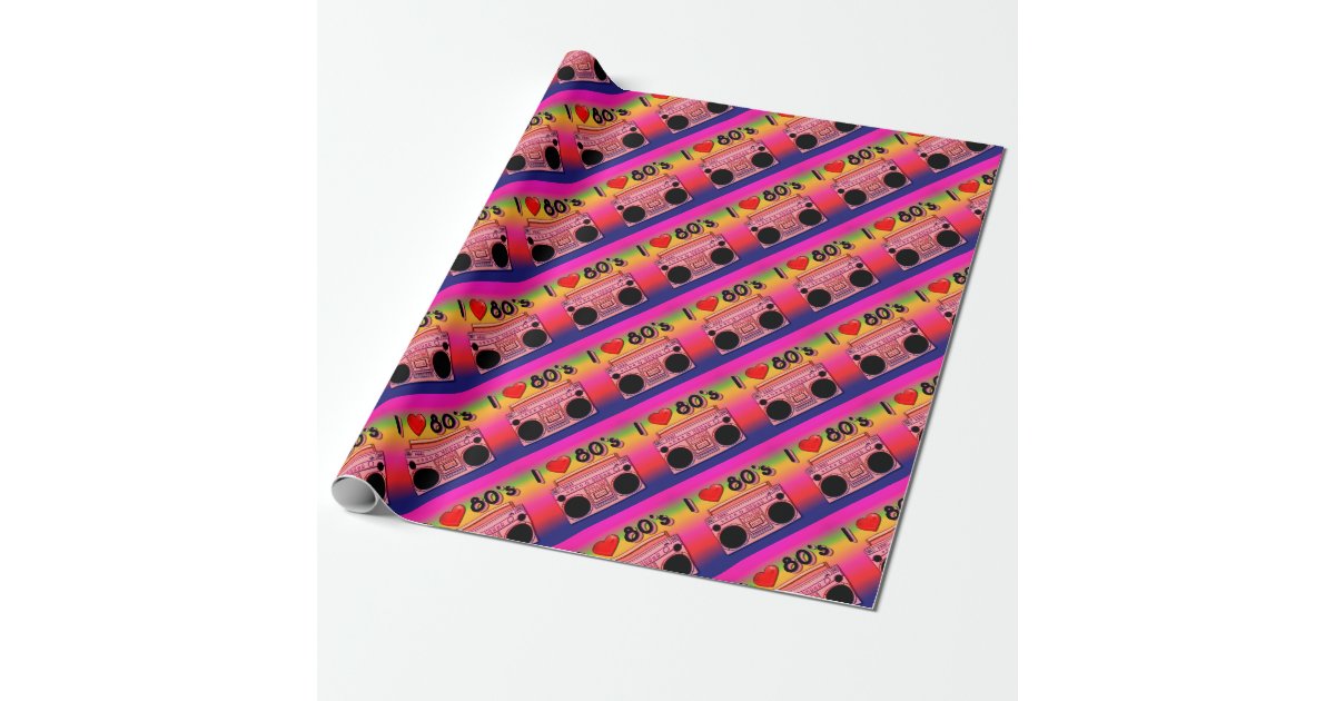 Boombox 80's Retro 80's Wrapping Paper | Zazzle