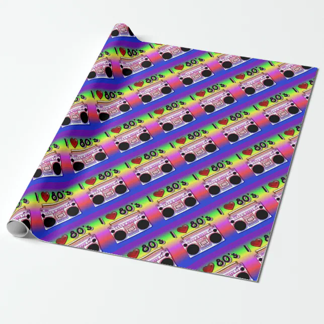 Boombox 80's Retro Wrapping Paper | Zazzle