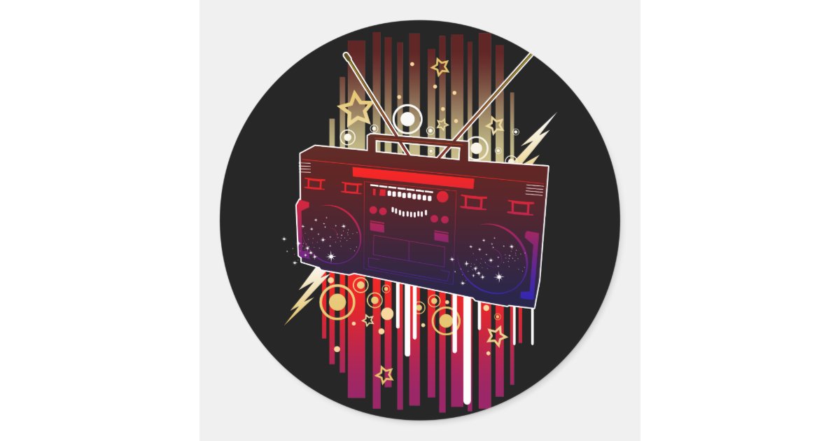 Boombox Blast Classic Round Sticker | Zazzle