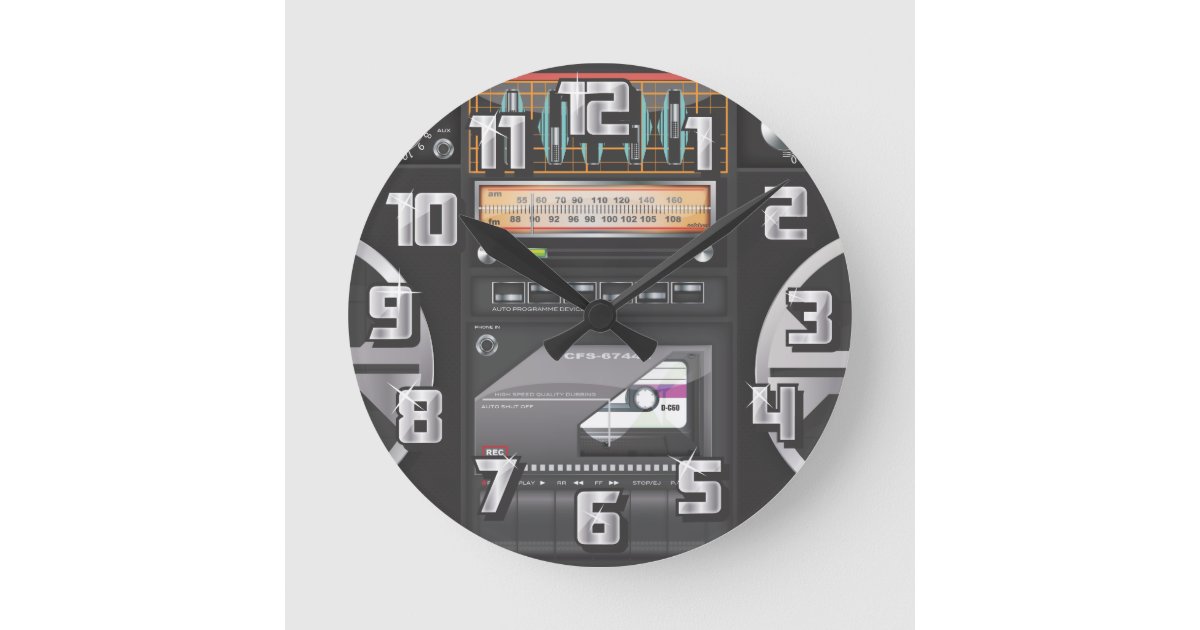 Boombox Ghetto Blaster Round Clock | Zazzle