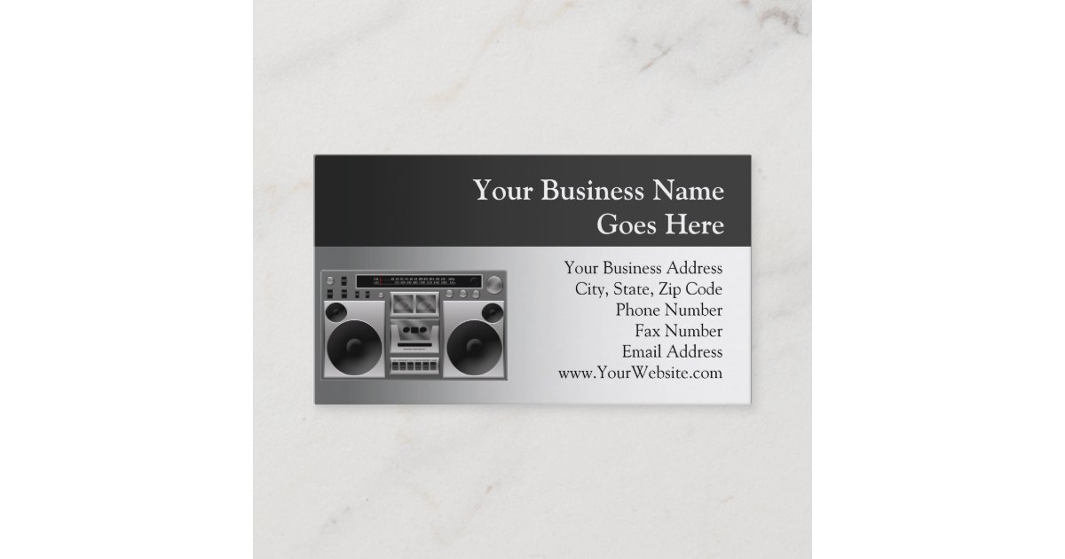 Boombox Radio Graphic Business Card | Zazzle