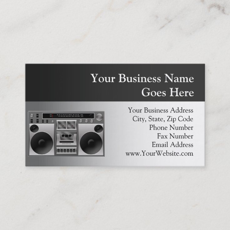 Boombox Radio Graphic Business Card | Zazzle