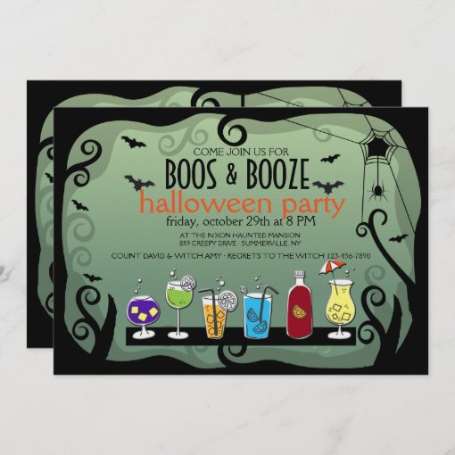 BOOS and BOOZE Halloween Invitation | Zazzle