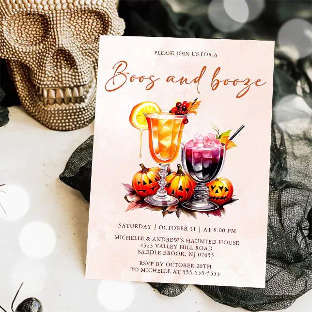 Boos And Booze Halloween Invitation | Zazzle
