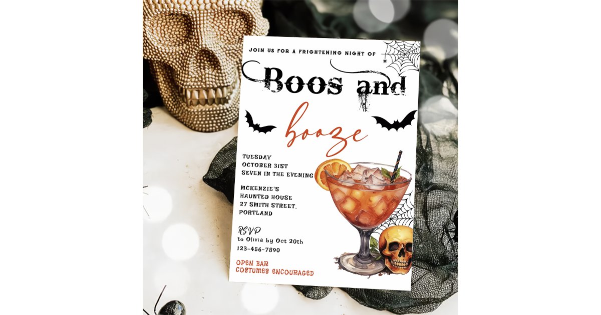 Boos And Booze Halloween Party Invitation | Zazzle