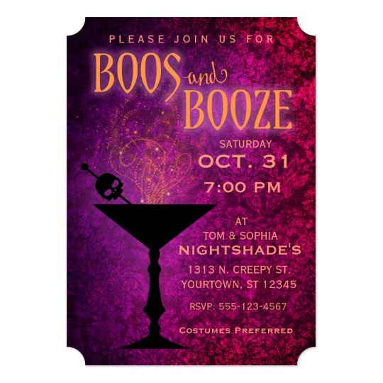 Boos and Booze Halloween Party Invitation | Zazzle.com