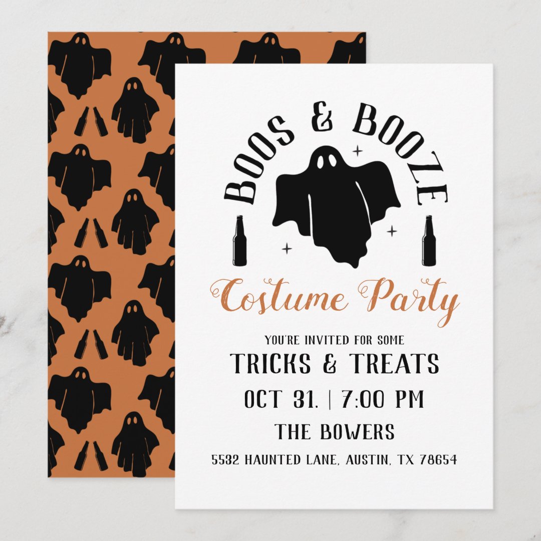 Boos & Booze Halloween Party Invitation | Zazzle