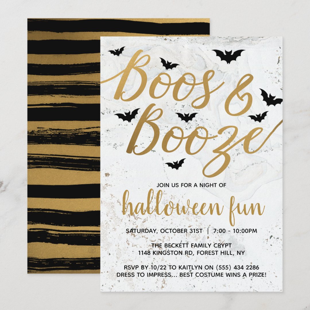 Boos & Booze Halloween Party Invitation | Zazzle