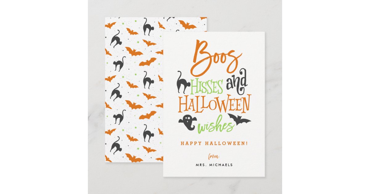 Boos Hisses and Halloween Wishes Cards | Zazzle