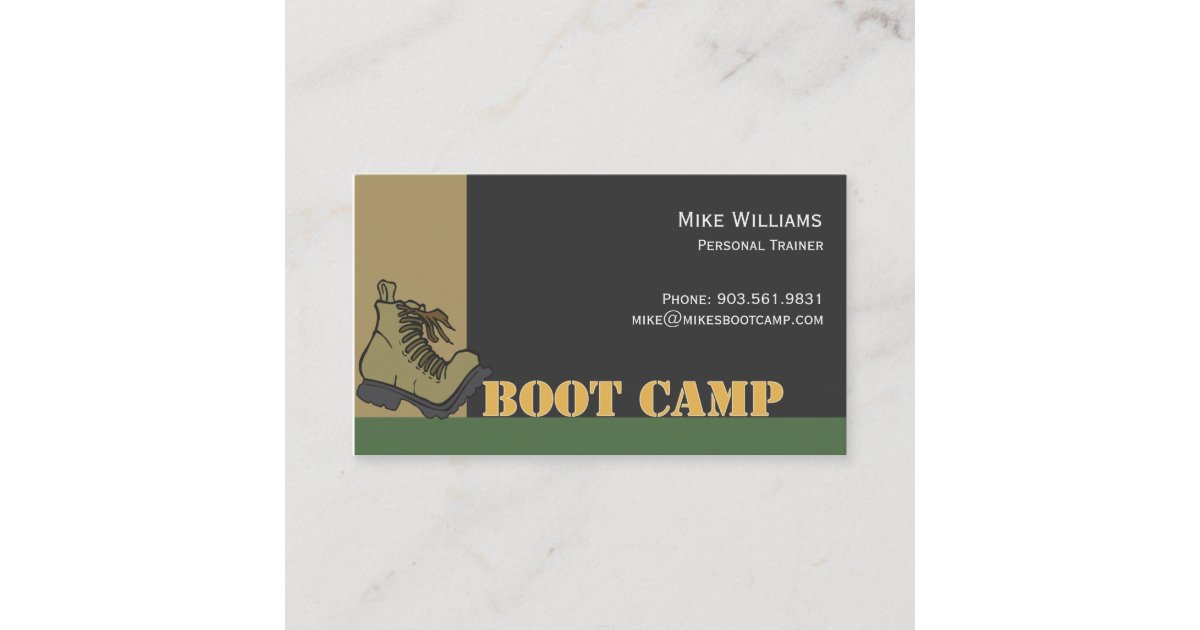 Boot Camp - black Business Card | Zazzle