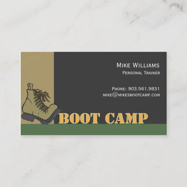 Boot Camp - black Business Card | Zazzle