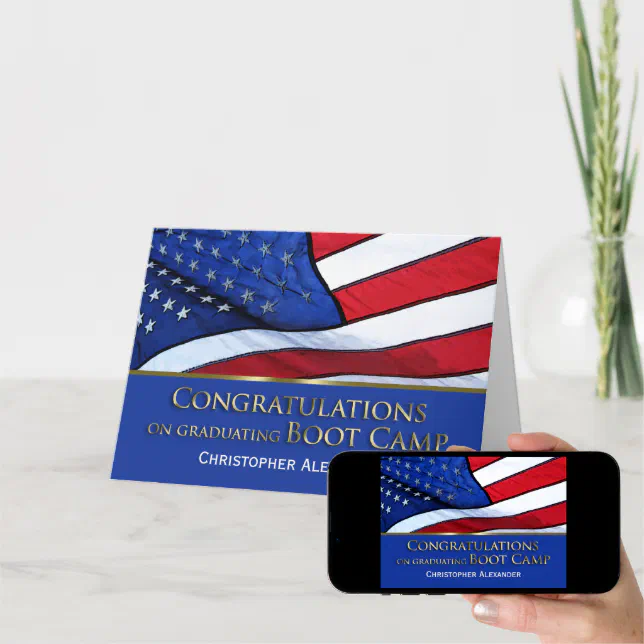 Boot Camp Graduation Congratulations-U.S.Flag Card | Zazzle