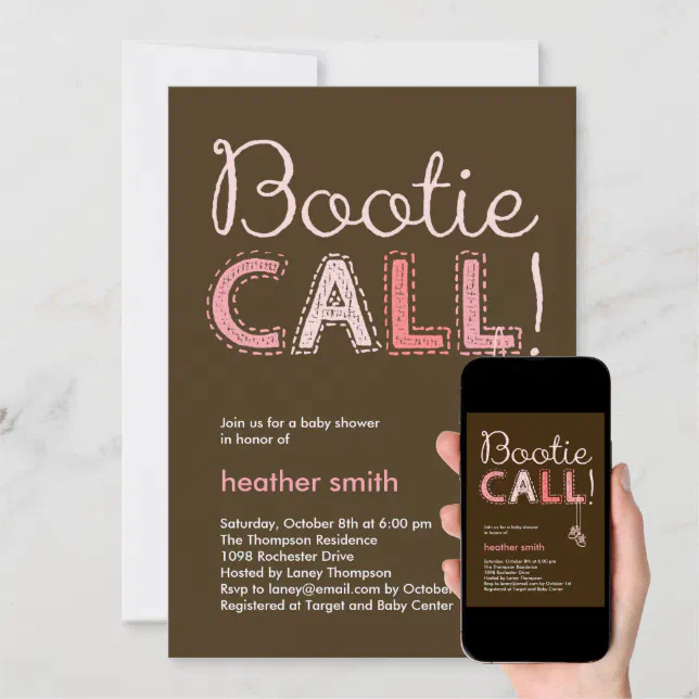 Bootie Call Baby Shower Invitation - Pink | Zazzle