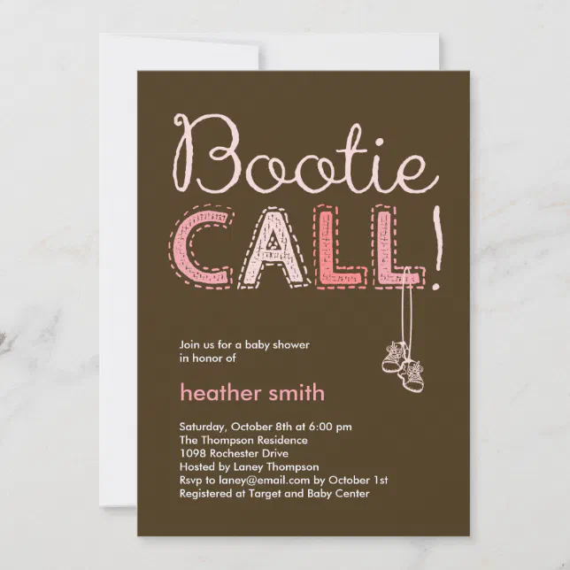 Bootie Call Baby Shower Invitation - Pink | Zazzle