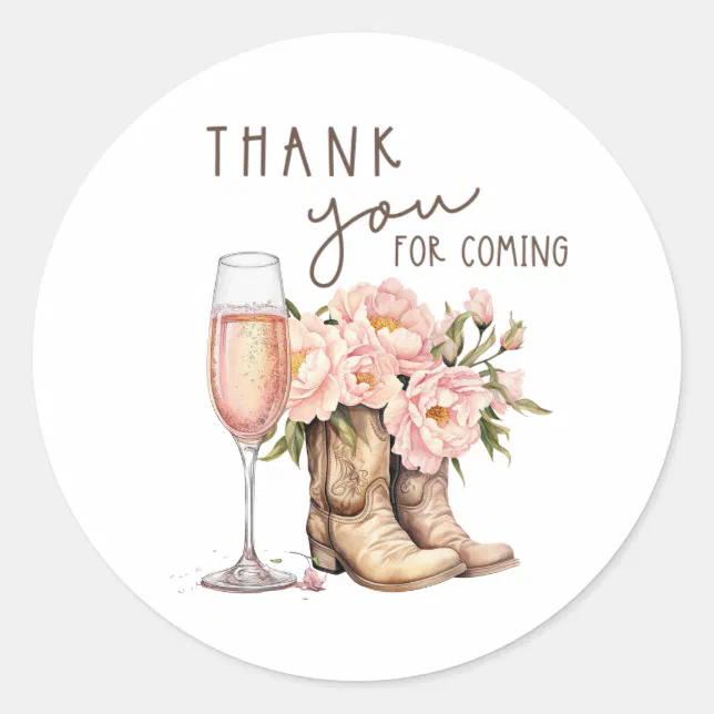 Boots and Bubbly Round Stickers | Zazzle