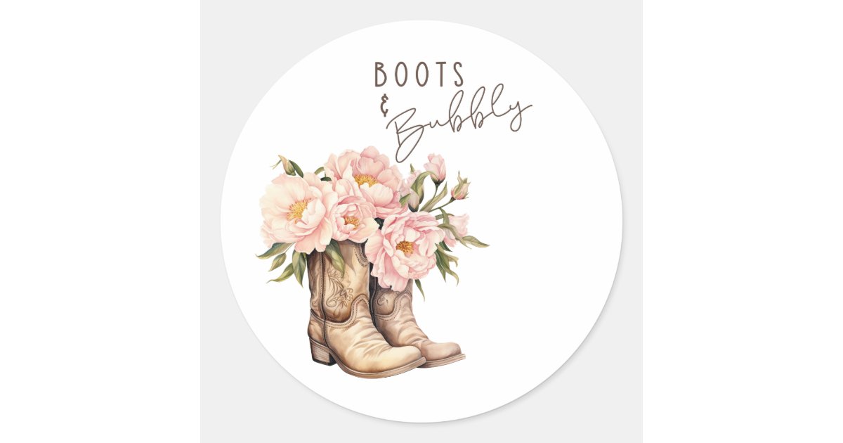 Boots and Bubbly Sticker | Zazzle