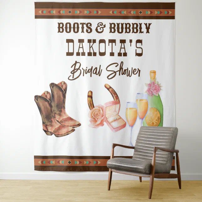 Boots and bubbly western cowgirl photo backdrop | Zazzle