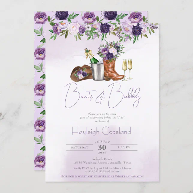 Boots Bubbly Rustic Country Western Bridal Shower Invitation | Zazzle